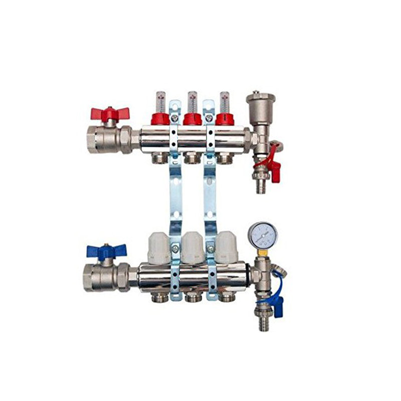 Buy 3 Port Brass Manifold With Pressure Gauge And Auto Air Vent